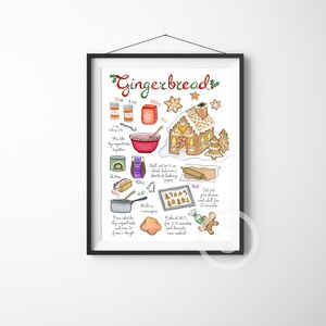 Gingerbread Recipe Illustration, Art Print, A5, A4, A3 - Etsy