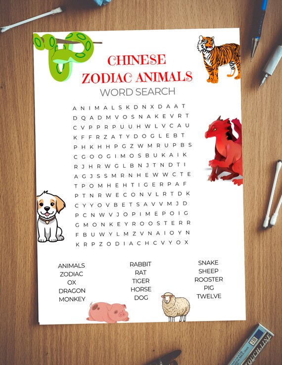 Word search chinese zodiac - Horoscopeaz.com