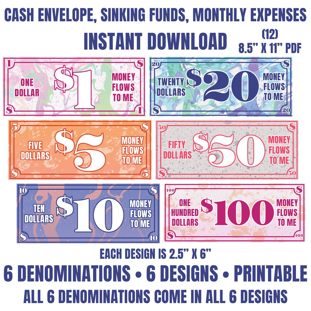 Printable Money Placeholder, Printable Cash Envelope Placeholder, Fake ...