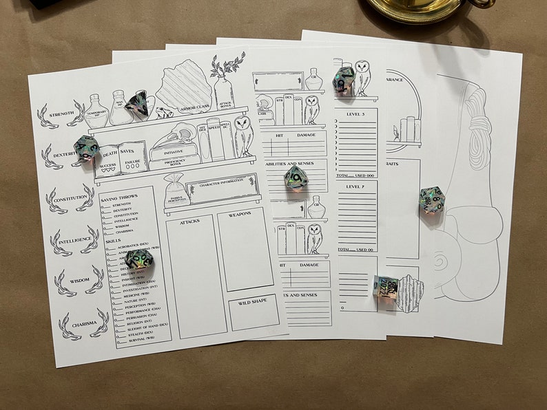 Printable Druid Character Sheet Digital Download Only - Etsy Australia