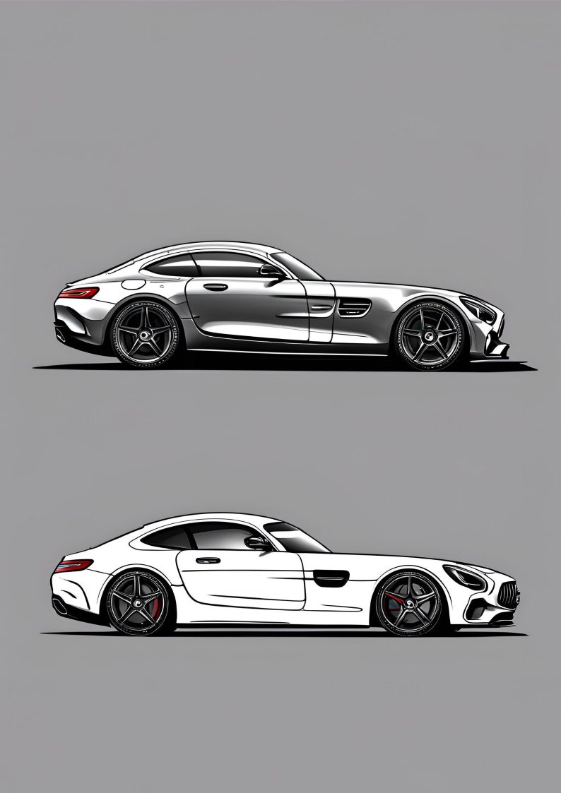 MERCEDES Amg Gt Car Printable Art AMG GT Car Sketch, Painting, Drawing ...