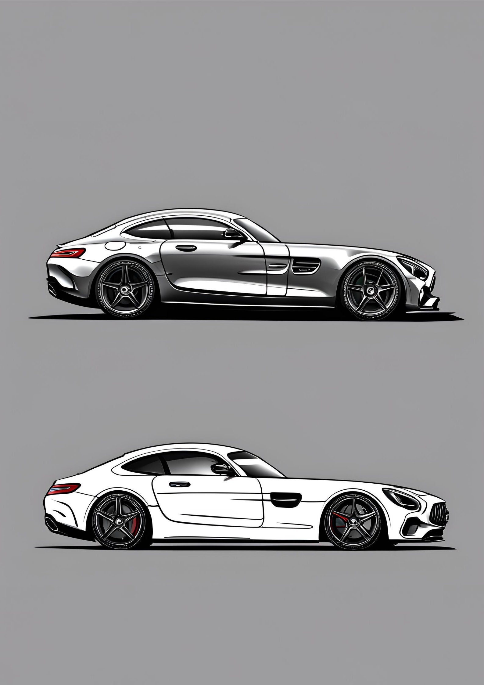 MERCEDES Amg Gt Car Printable Art AMG GT Car Sketch, Painting, Drawing ...