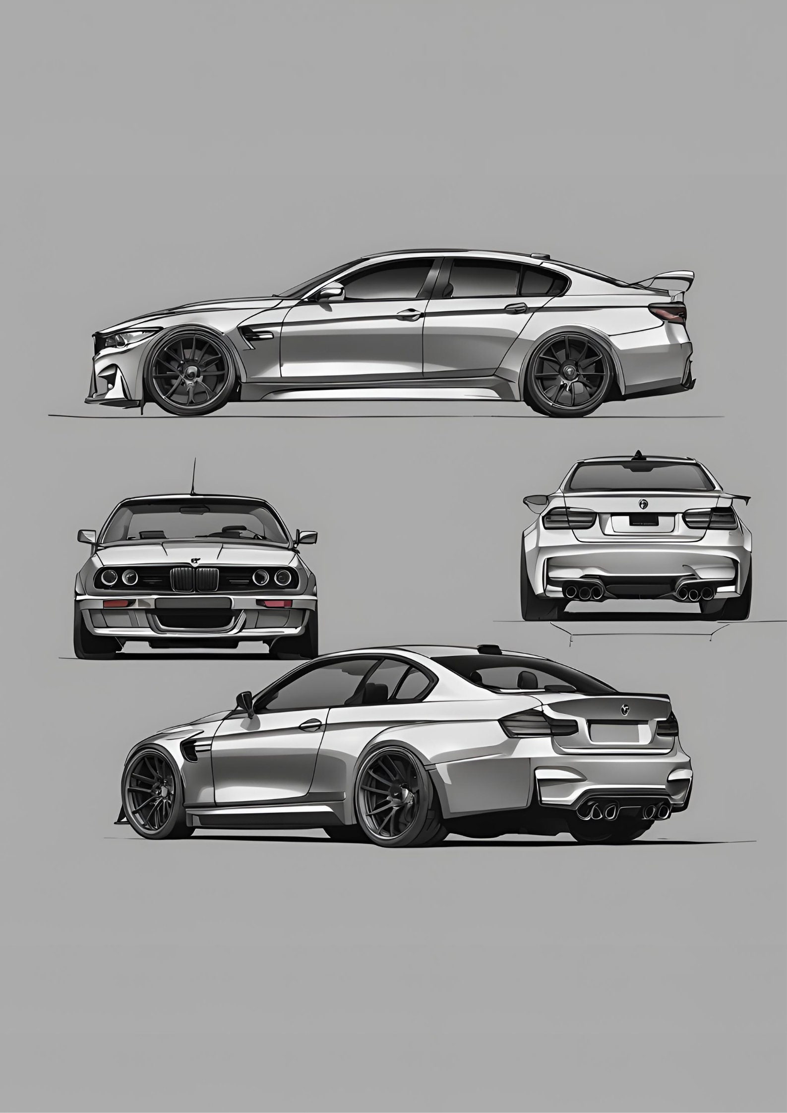 BMW M3 Car Printable Art BMW M3 Car Sketch, Painting, Drawing, Poster ...