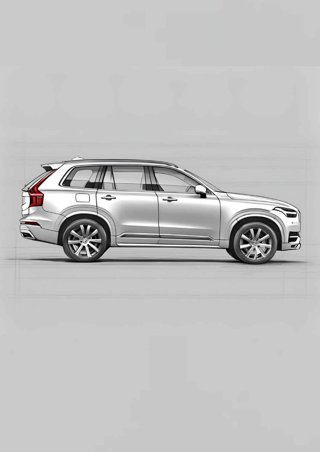 VOLVO XC90 Car Printable Art VOLVO XC90 Car Sketch, Painting, Drawing ...