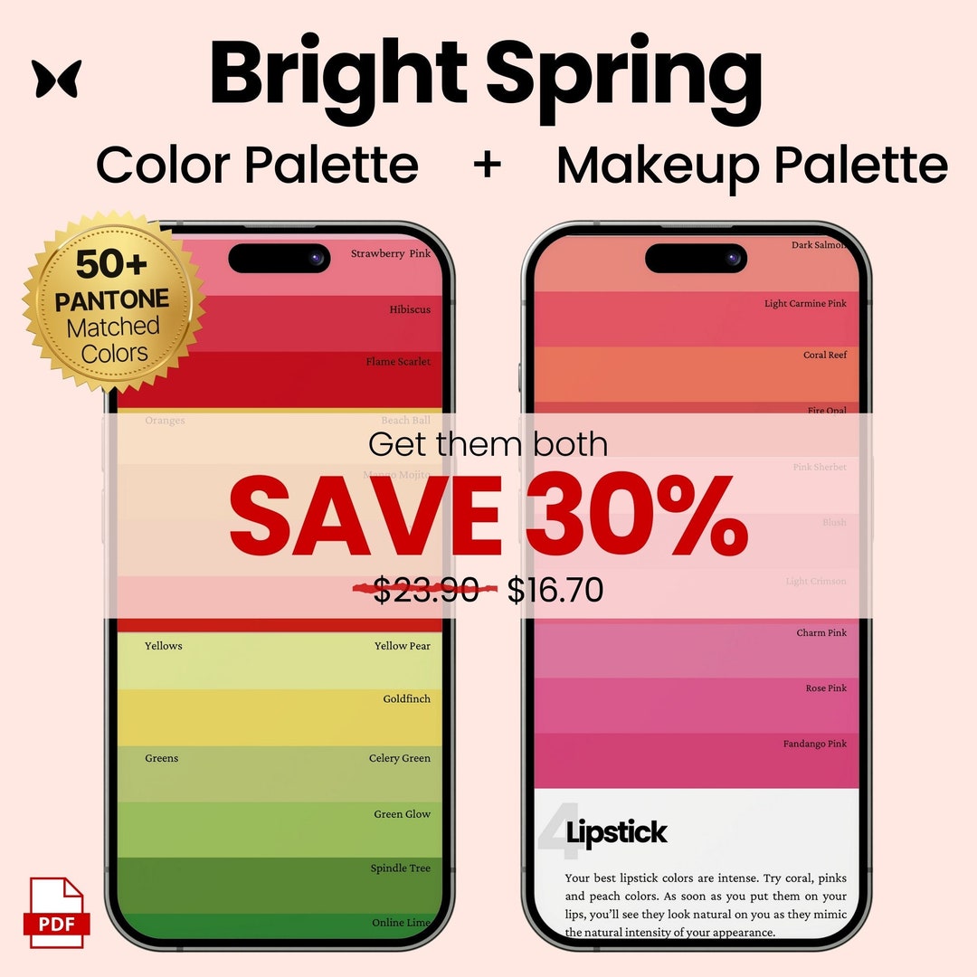 BRIGHT SPRING Color Palette Makeup Palette Metals Digital Paper ...
