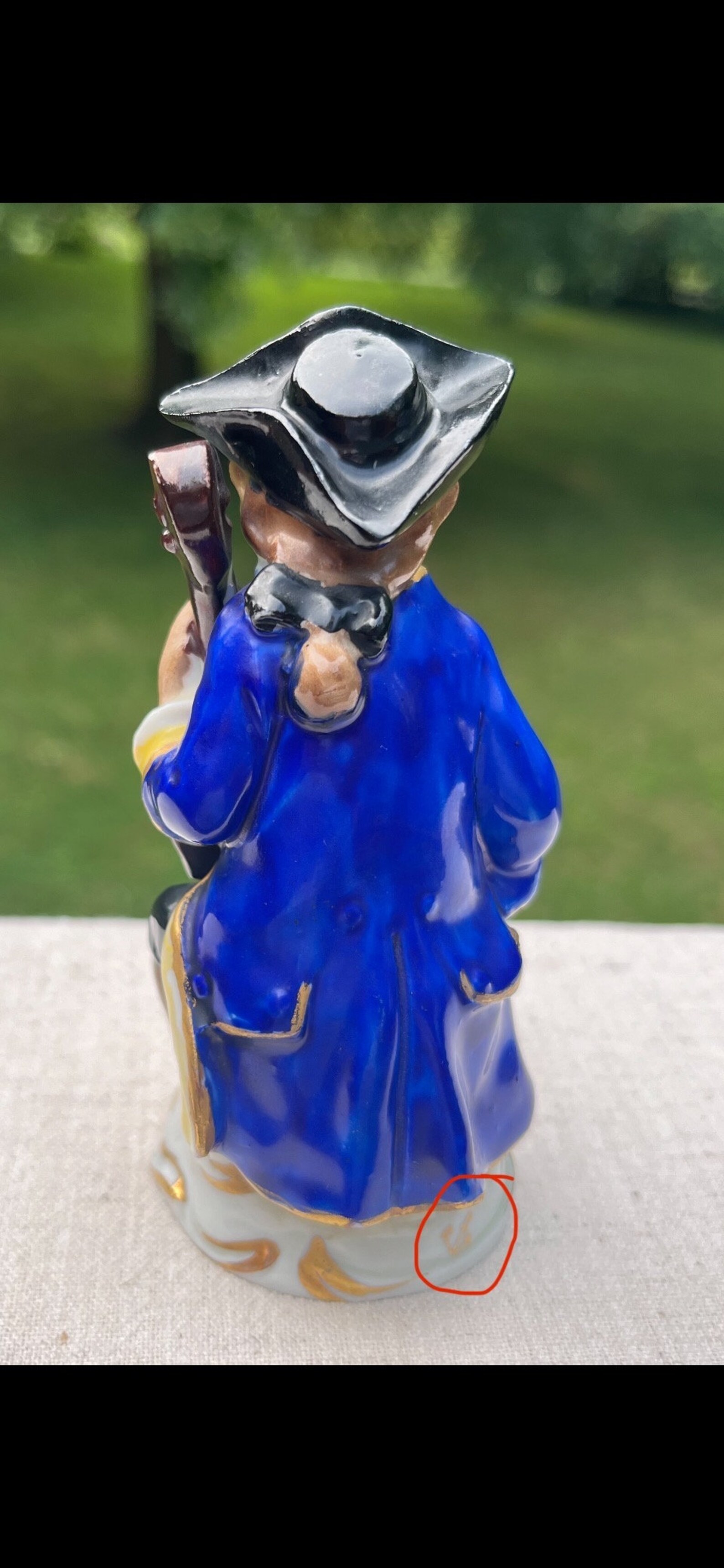 Antique Porcelain monkey Cellist or Cello Player. Gold Anchor Mark ...