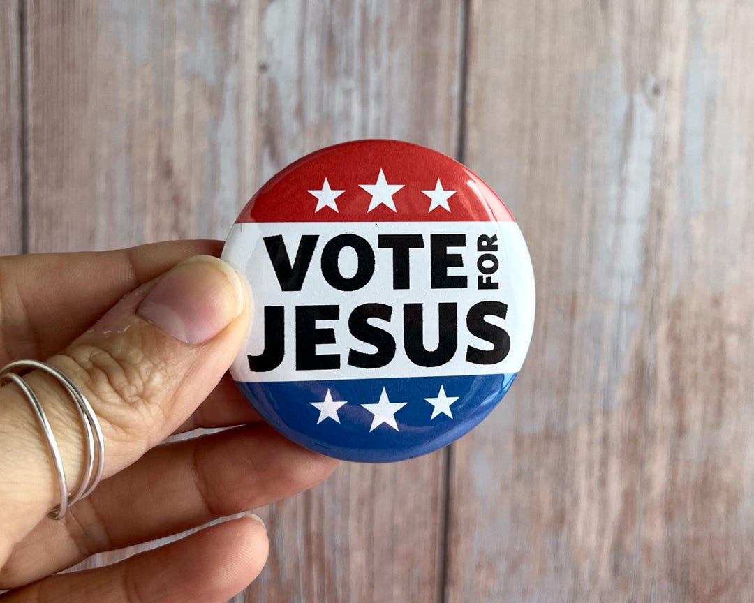 Anti-political Patriotic Vote for Jesus Button Set | Lion Dove Stars ...