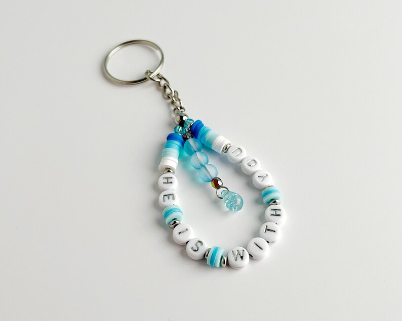 Living Water Beaded Word Keychain | Ombre Clay Matte Glass Moonstone ...