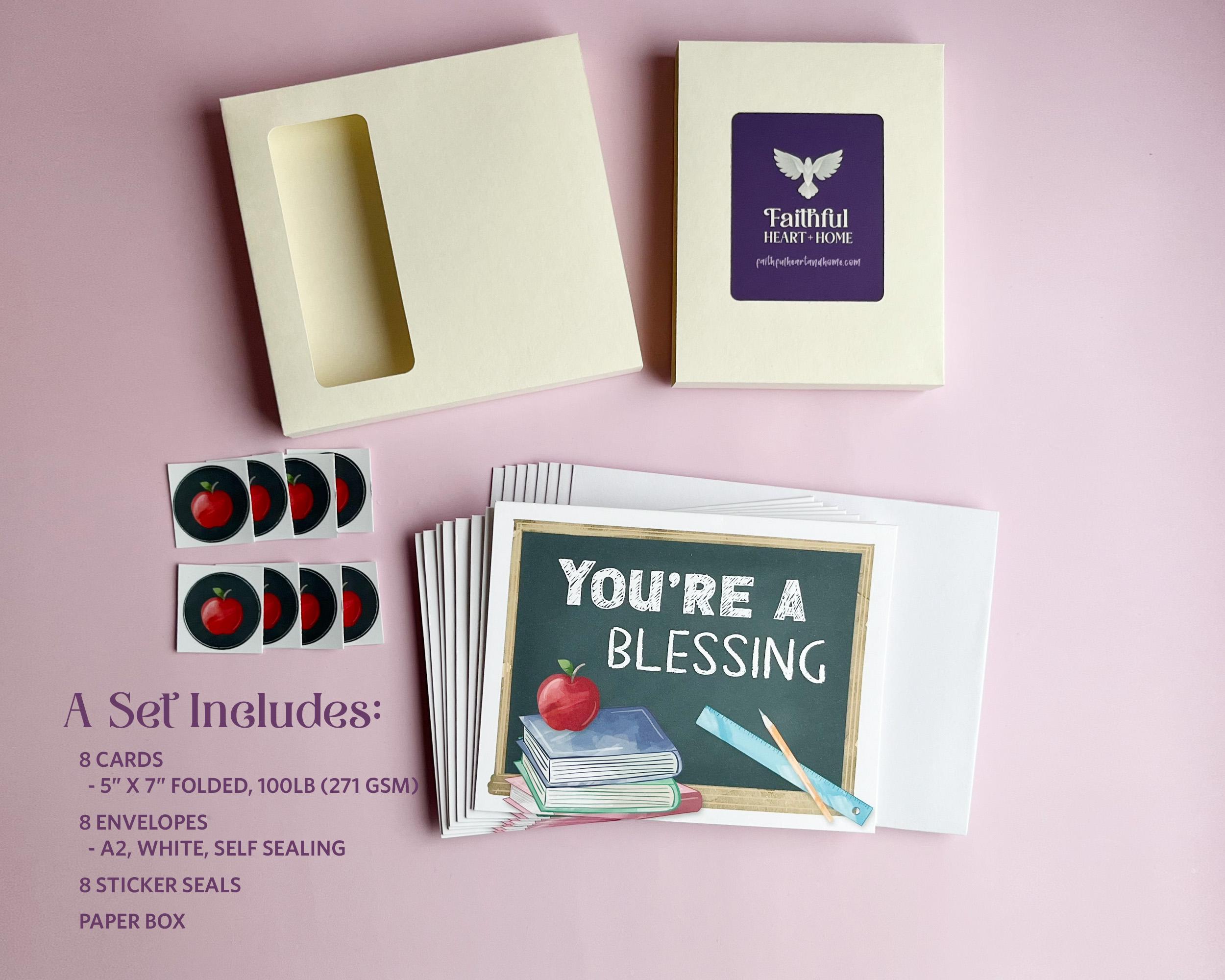 Teacher Blessing SET Thank You Note Card W Envelope | Bible Verse ...