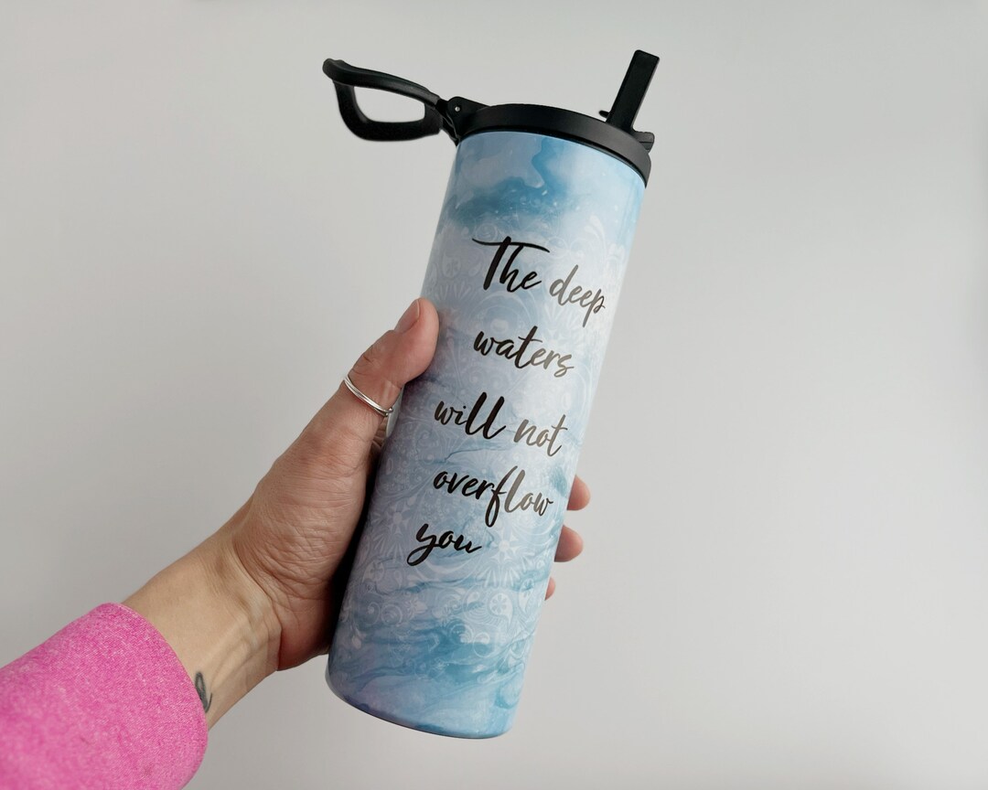 Living Water Steel Tumbler Water Bottle With Straw Flip Lid | Bible ...