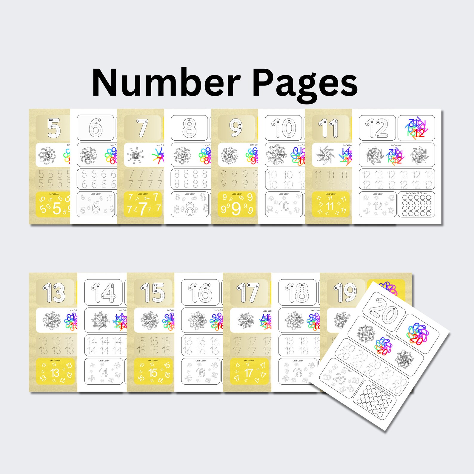Number Tracing Worksheets for Kids Number Coloring Pages - Etsy