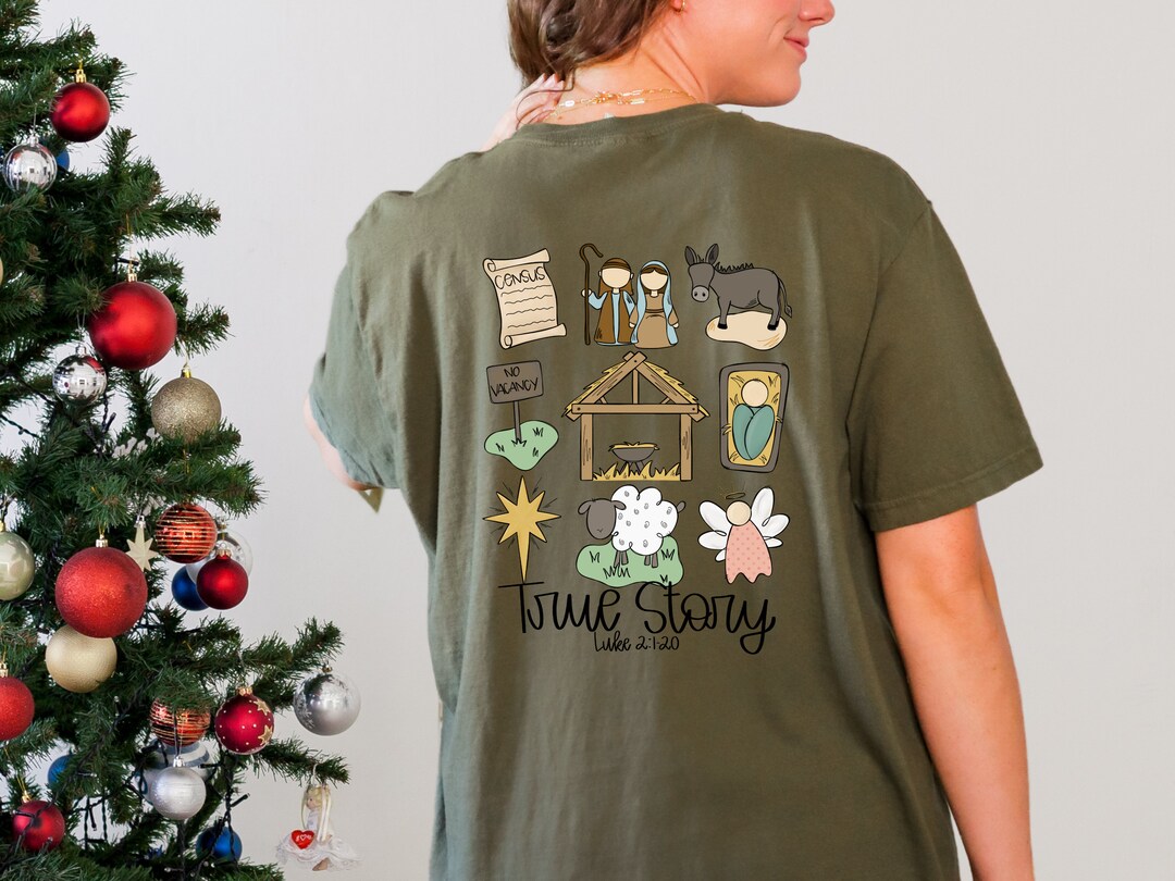 True Story Nativity Drawing Christian Christmas Crewneck - Etsy