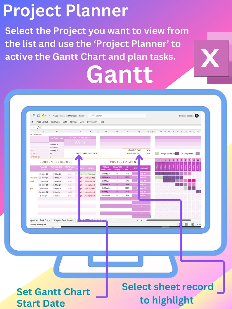 Project Manager Project Planner Task Manager GANTT Chart Eisenhower ...