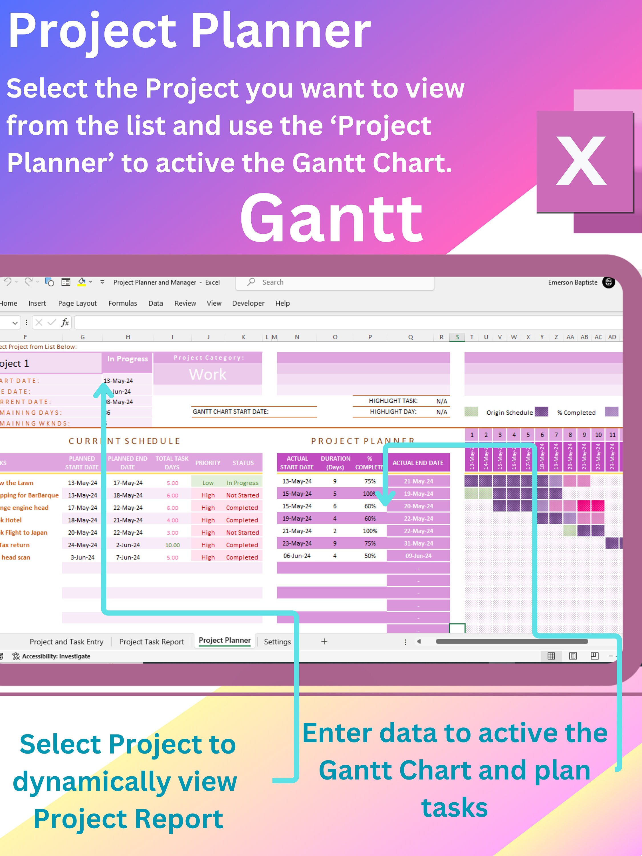 Project Manager Project Planner Task Manager GANTT Chart Eisenhower ...