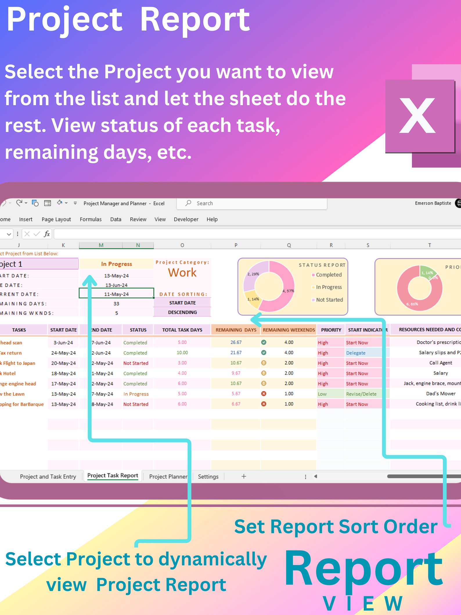 Premium Project Manager Project Planner Task Manager GANTT Chart ...