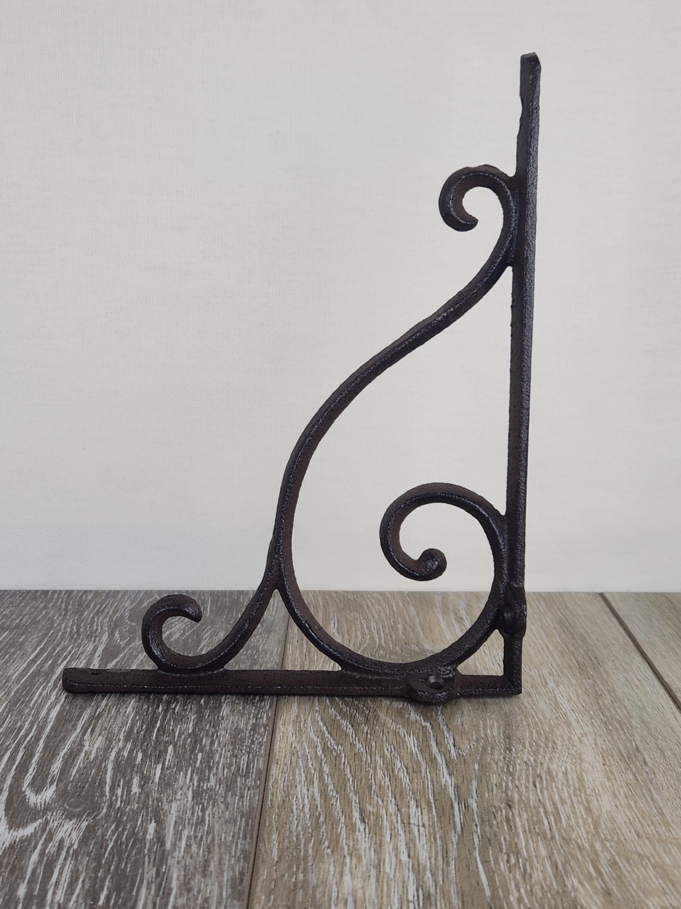 Rustic Cast Iron Scroll Shelf Bracket – Heavy Duty Wall Mount Farmhouse ...