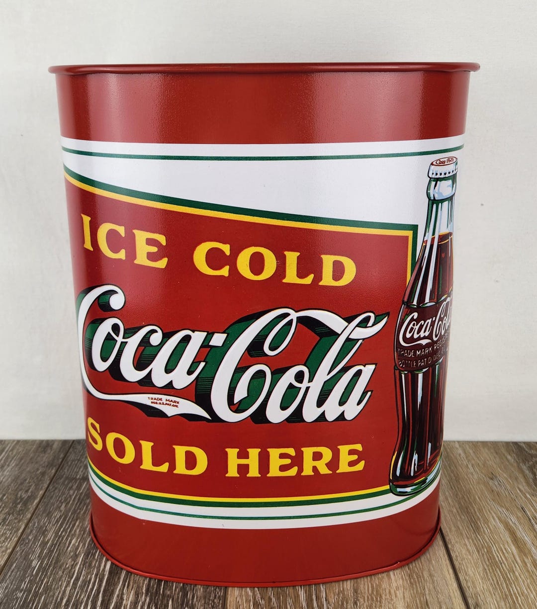 Vintage Coca Cola Embossed Metal Trash Can Oval Waste Bin/basket - Etsy