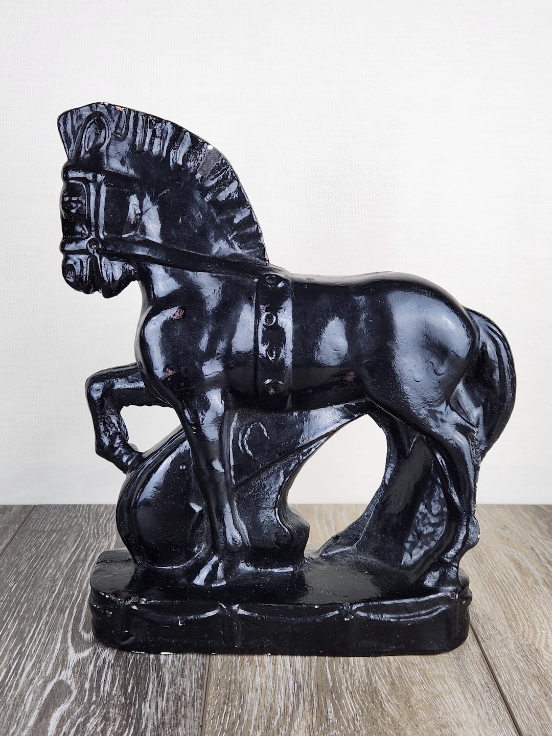 Vintage Black Chalkware Horse Western Equestrian Farmhouse Decor - Etsy