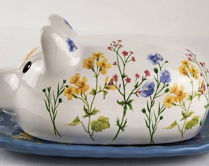 Vintage Ceramic Gibson Home Floral Country Pig Butter Dish - Etsy