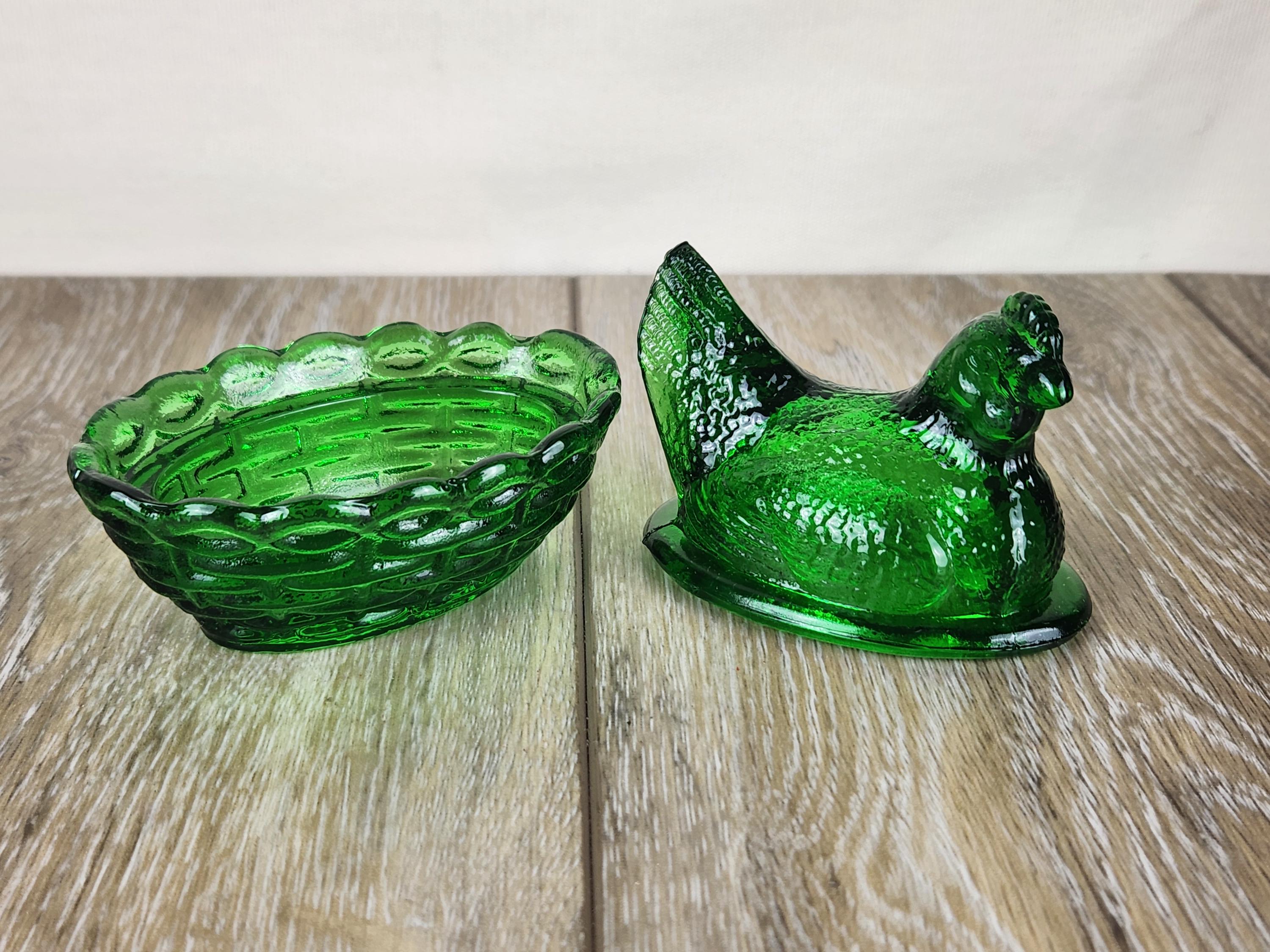 Emerald Green Glass Mini Hen on Nest Covered Candy Dish 3.5" - Etsy