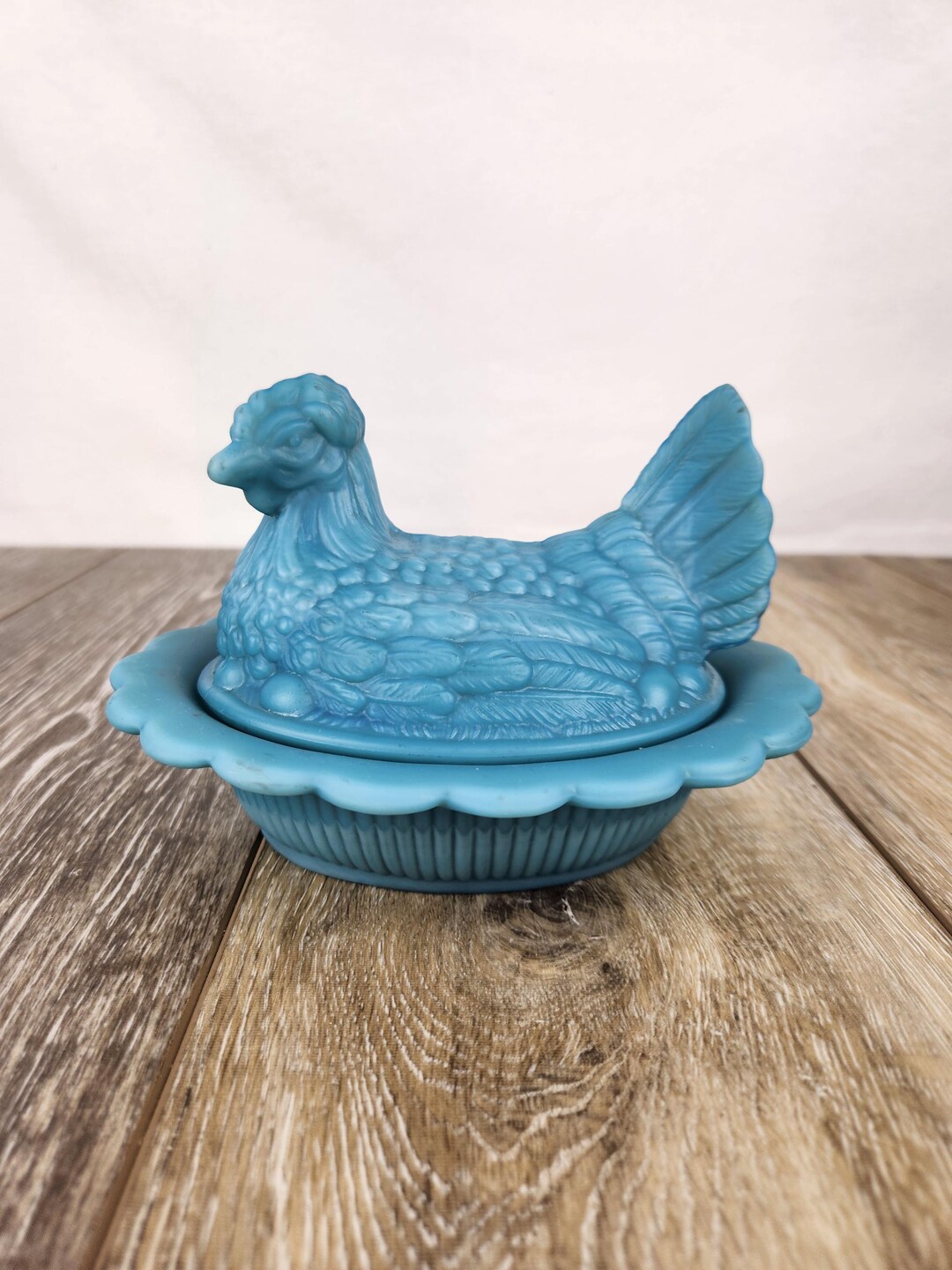 Blue Satin Glass Hen on Nest Glass Chicken Trinket or Candy Dish 6 - Etsy