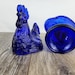 Cobalt Blue Glass Rooster Covered Candy Dish 9" – READ - Etsy