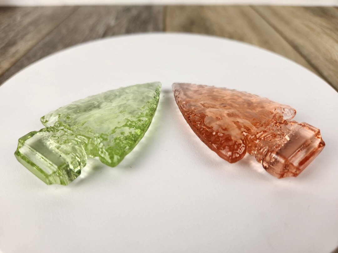 Uranium Vaseline Glass Style Arrowheads | Green Glass or Pink Glass ...