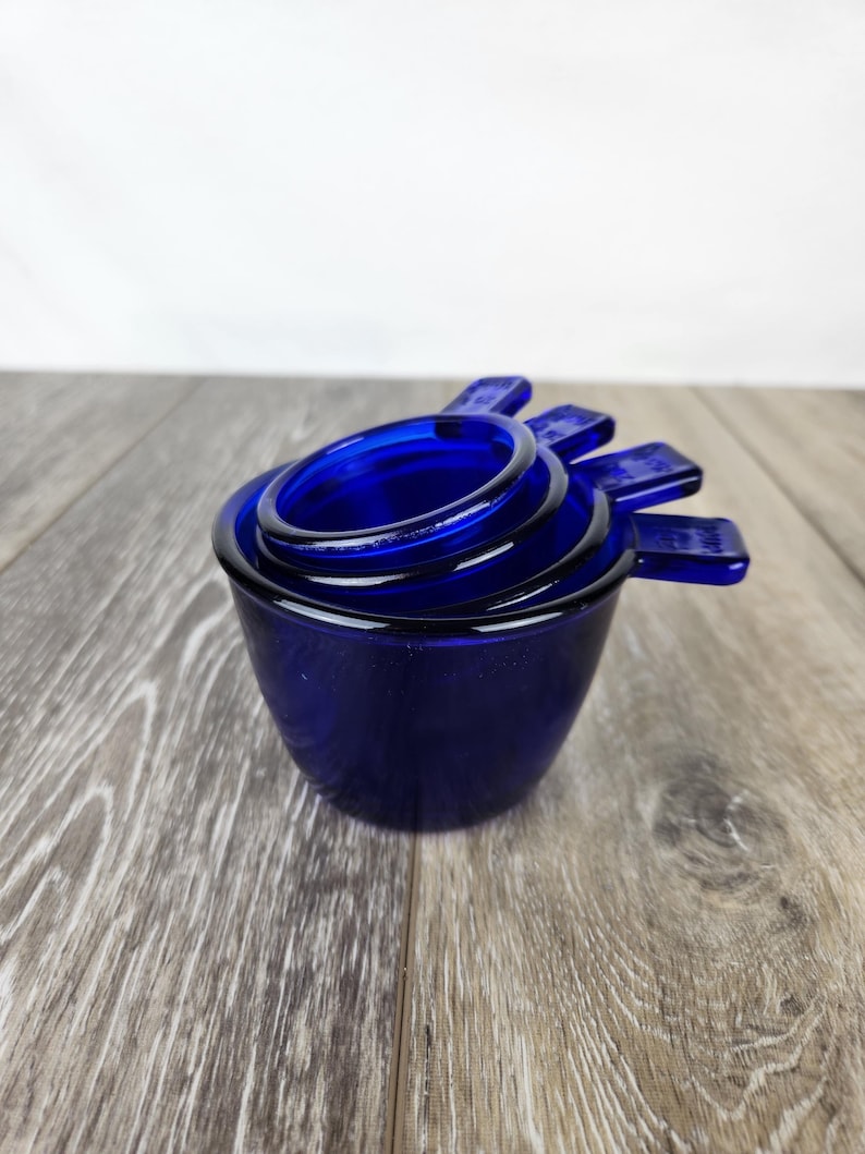 Cobalt Blue Glass Measuring Cup Set - Dark Blue Glass - 4pc - Etsy