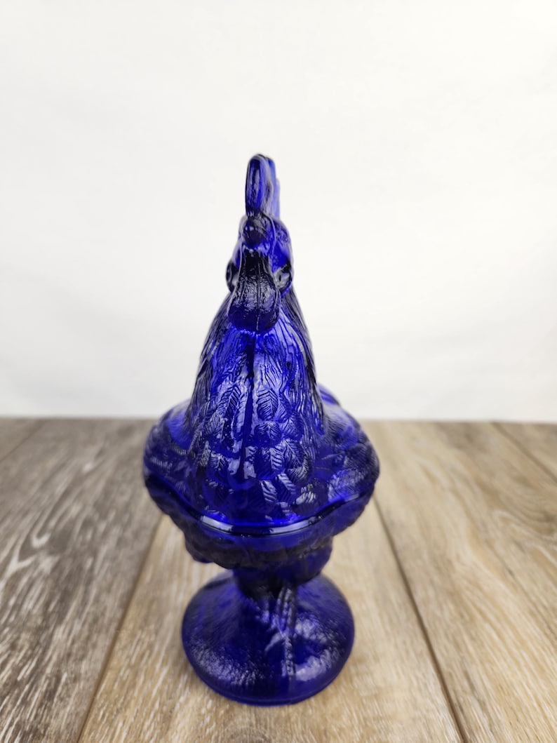 Cobalt Blue Glass Rooster Covered Candy Dish 9" – READ - Etsy