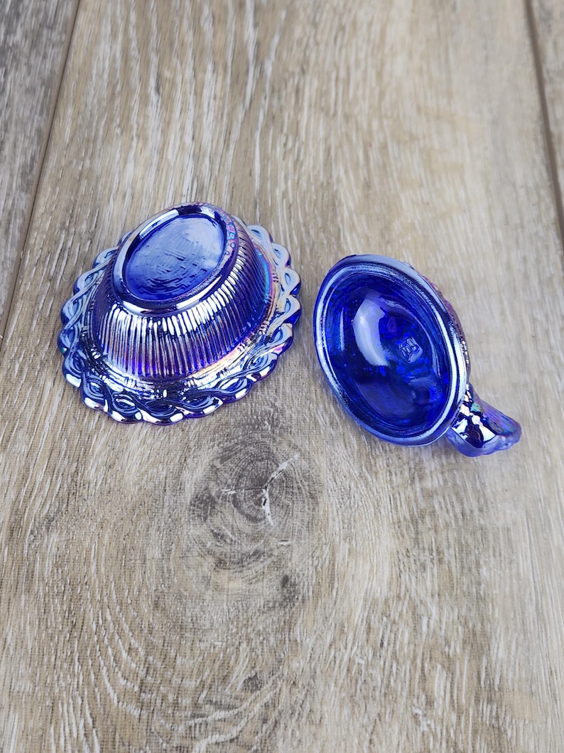 Mini Cobalt Carnival Glass Hen on Nest - Ruffled Edge Salt Cellar ...