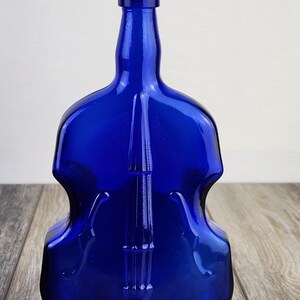 Cobalt Blue Glass Cello Bottle Vase 8 Inch Violin Shaped Vintage Music ...