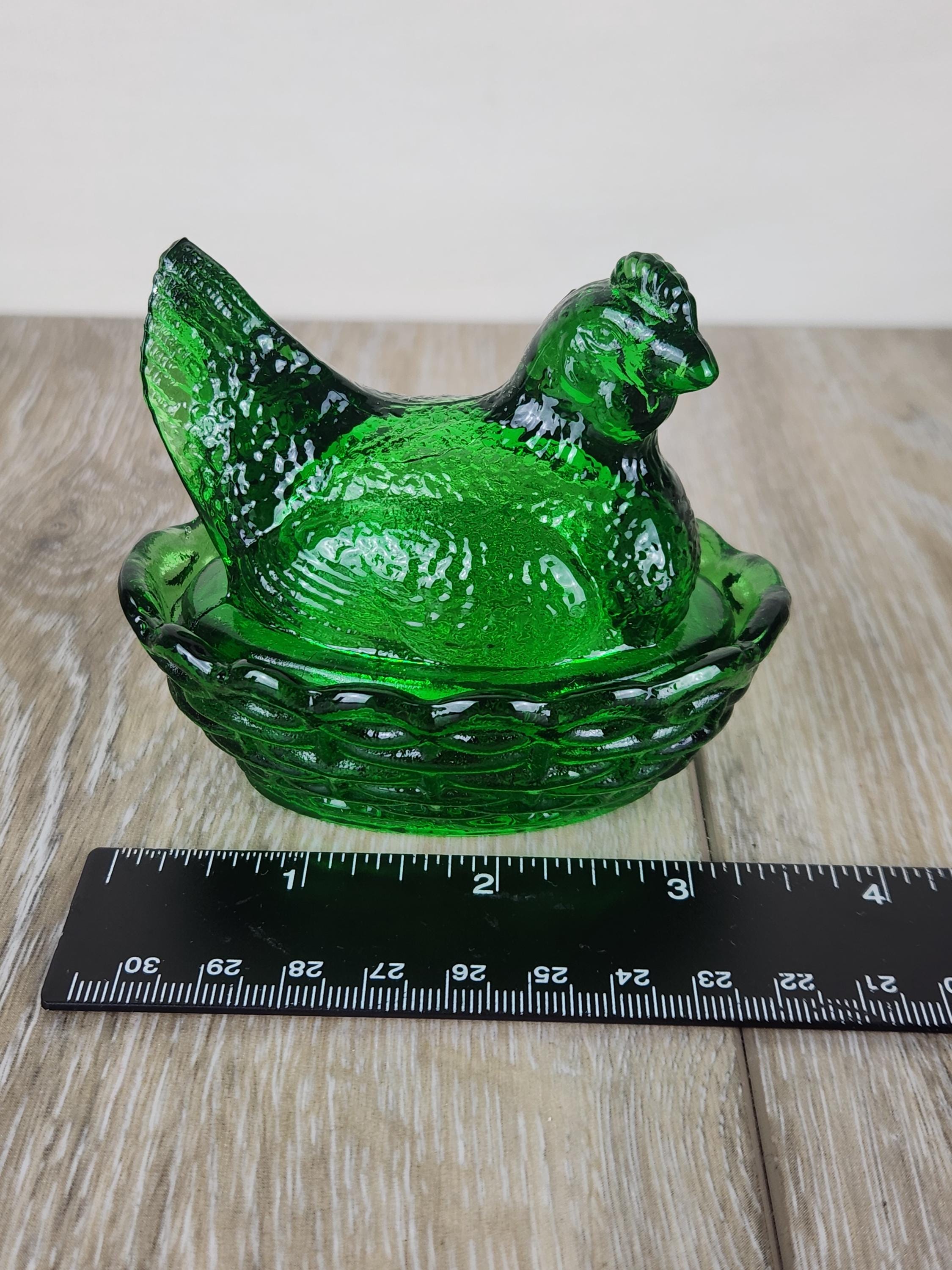 Emerald Green Glass Mini Hen on Nest Covered Candy Dish 3.5" - Etsy
