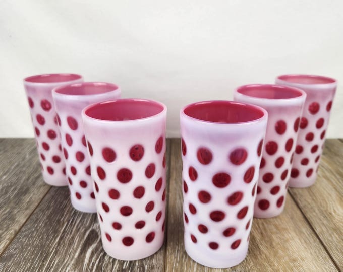 1940s Fenton Cranberry Coin Dot Glass Tumbler Vintage Cranberry Coin ...