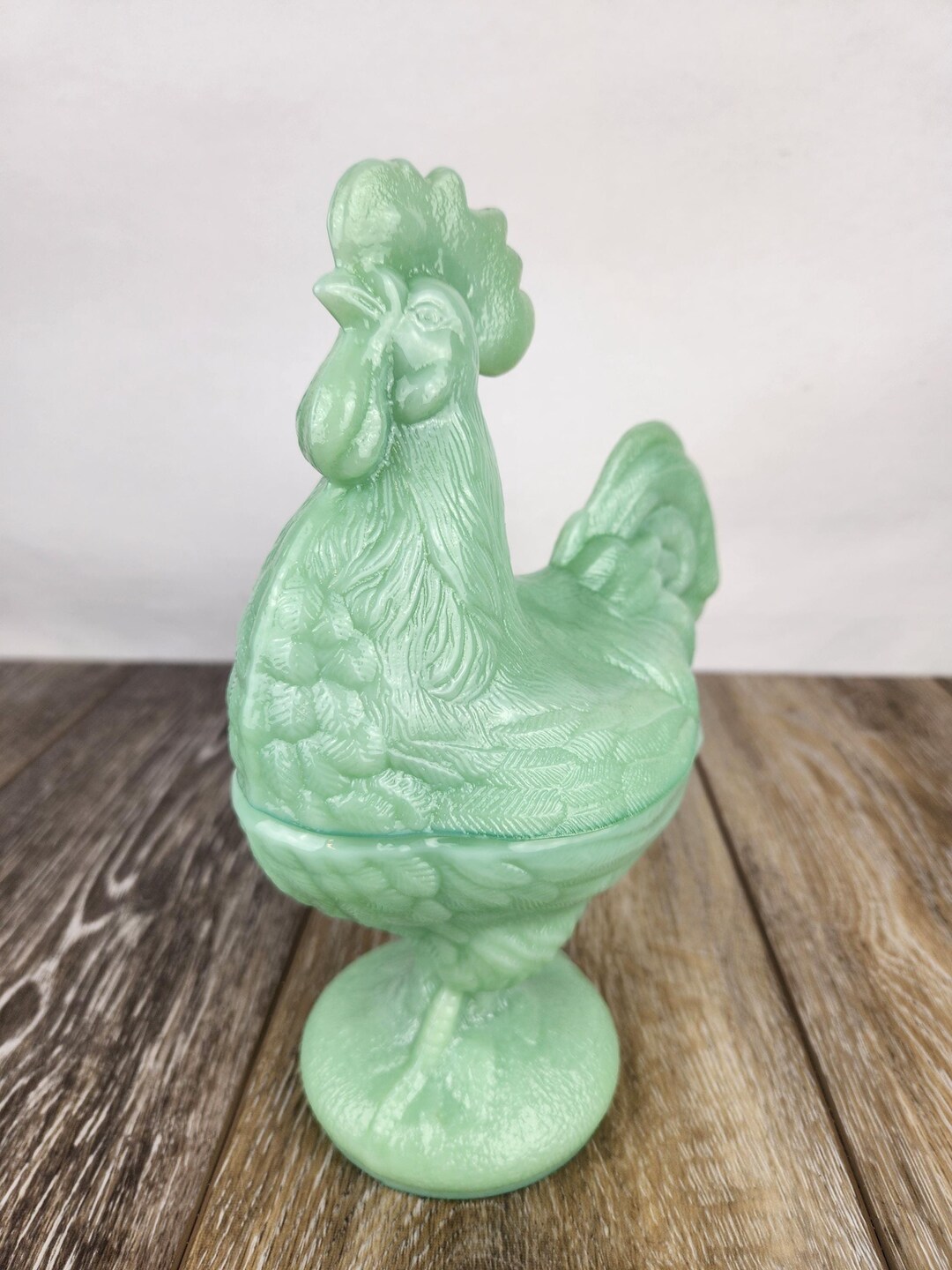 Jadeite Glass Standing Rooster Covered Candy or Trinket Dish - 9" - Etsy