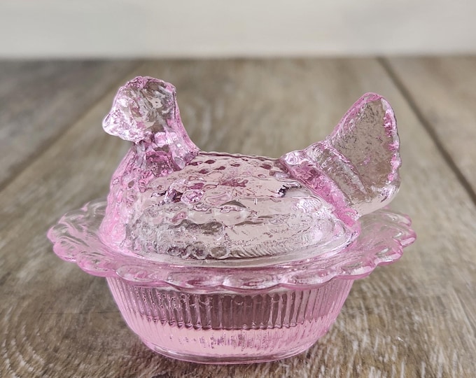 Rose Pink Glass Hen on Nest Salt Cellar – Ruffled Edge Mini Dish 3" - Etsy