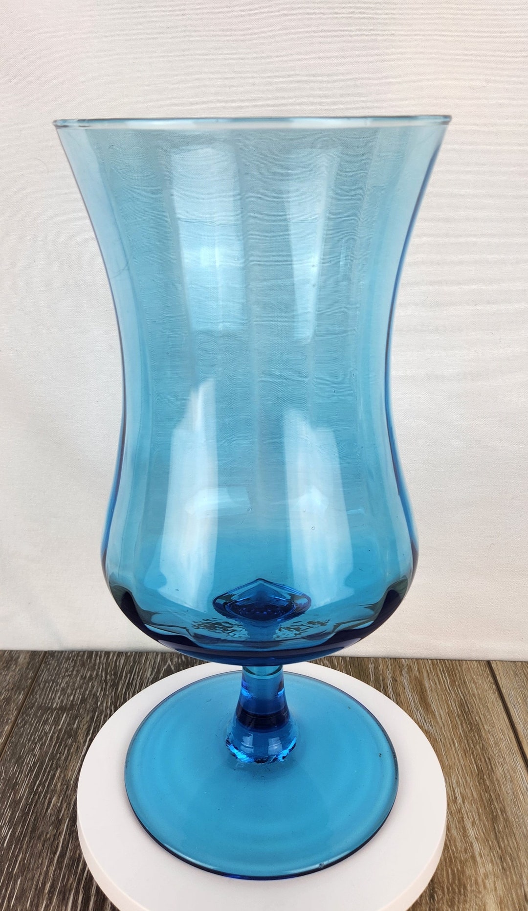 Cobalt Blue Hurricane Glass Pedestal Vase – 12" UV Reactive Glass - Etsy