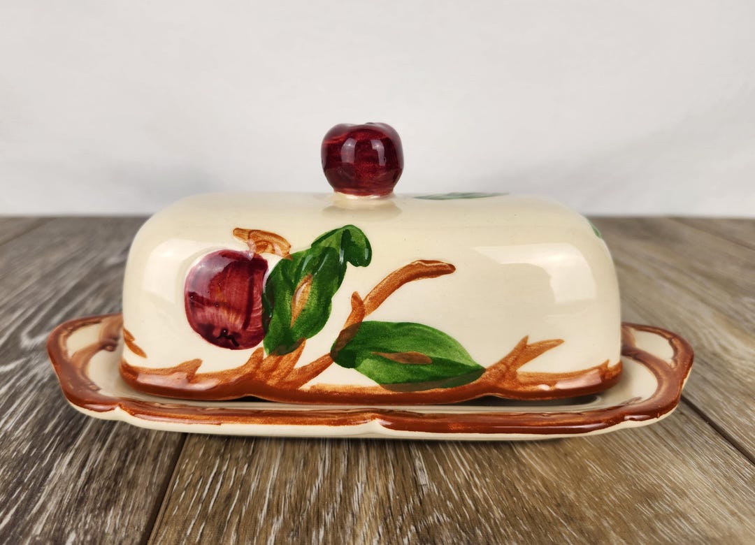 Franciscan Earthenware Apple Pattern Covered Butter Dish 1/4 Pound USA ...