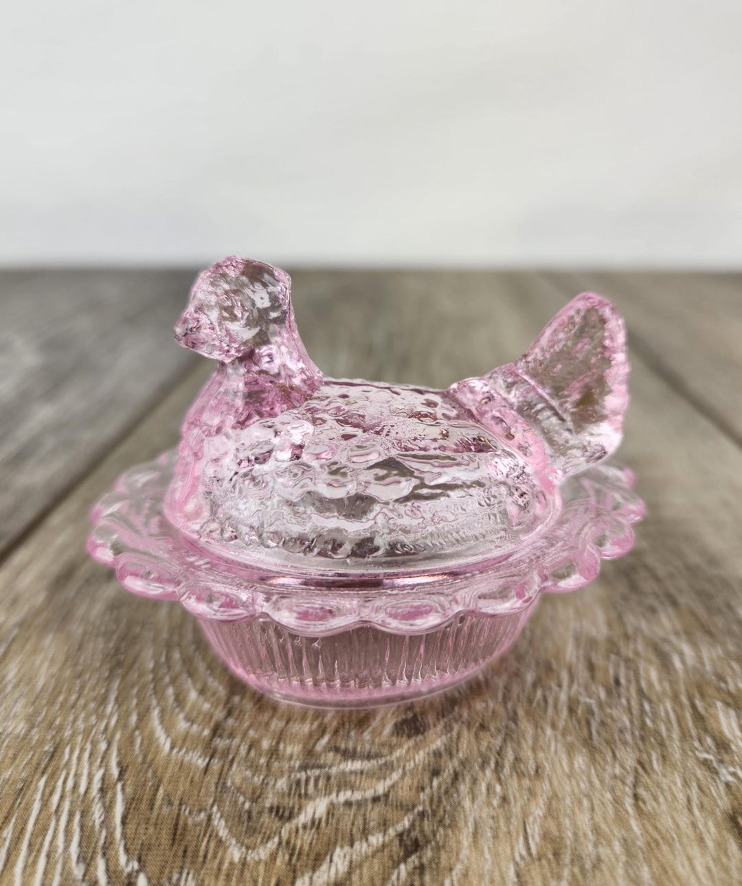 Rose Pink Glass Hen on Nest Salt Cellar – Ruffled Edge Mini Dish 3" - Etsy