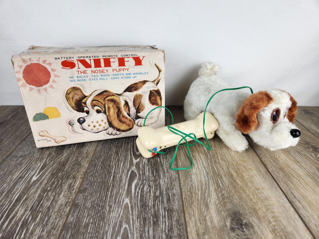 1980's Battery Operated Toy Sniffy the Nosey Puppy Plush Dog W/ Remote ...