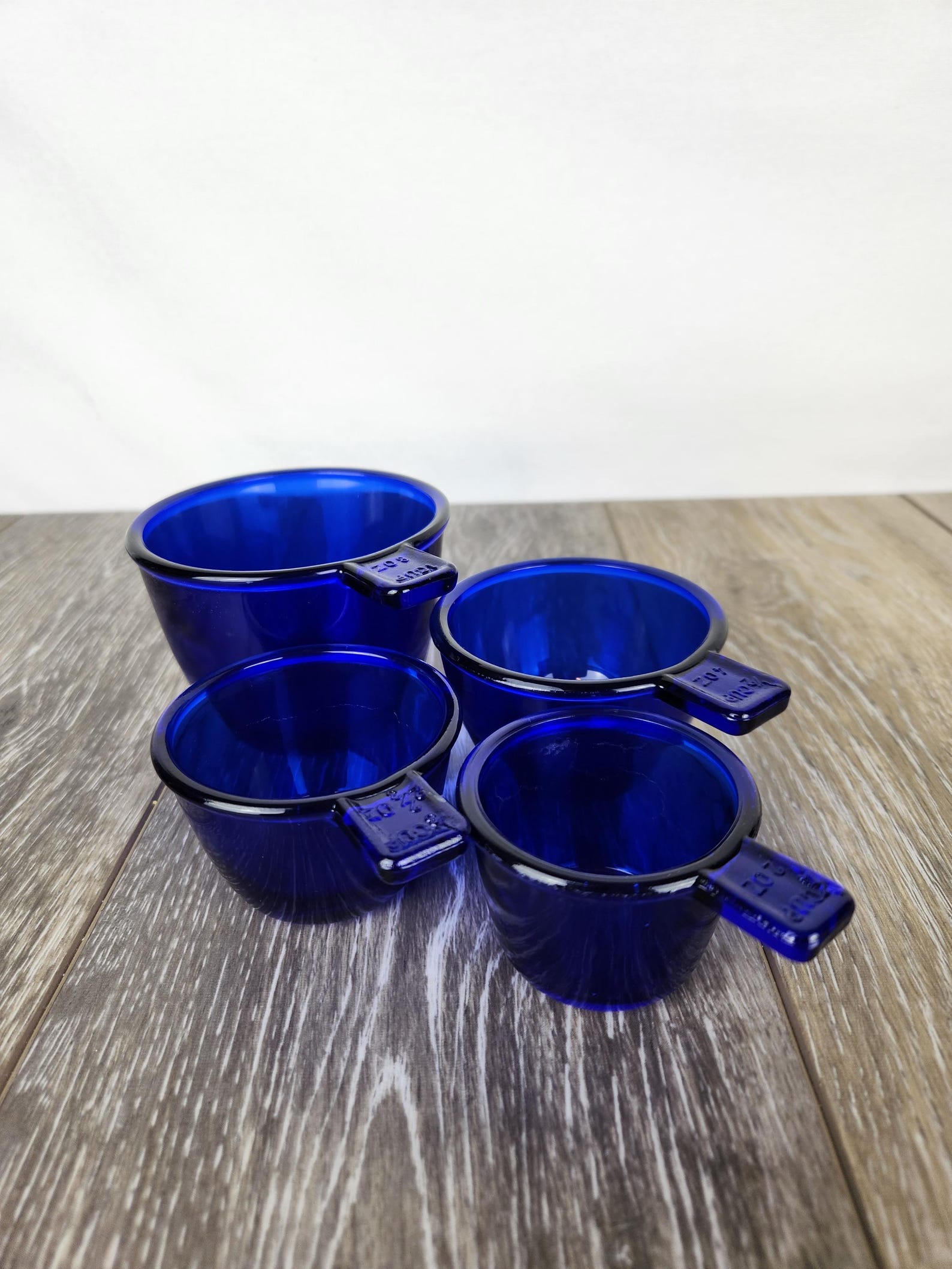 Cobalt Blue Glass Measuring Cup Set - Dark Blue Glass - 4pc - Etsy
