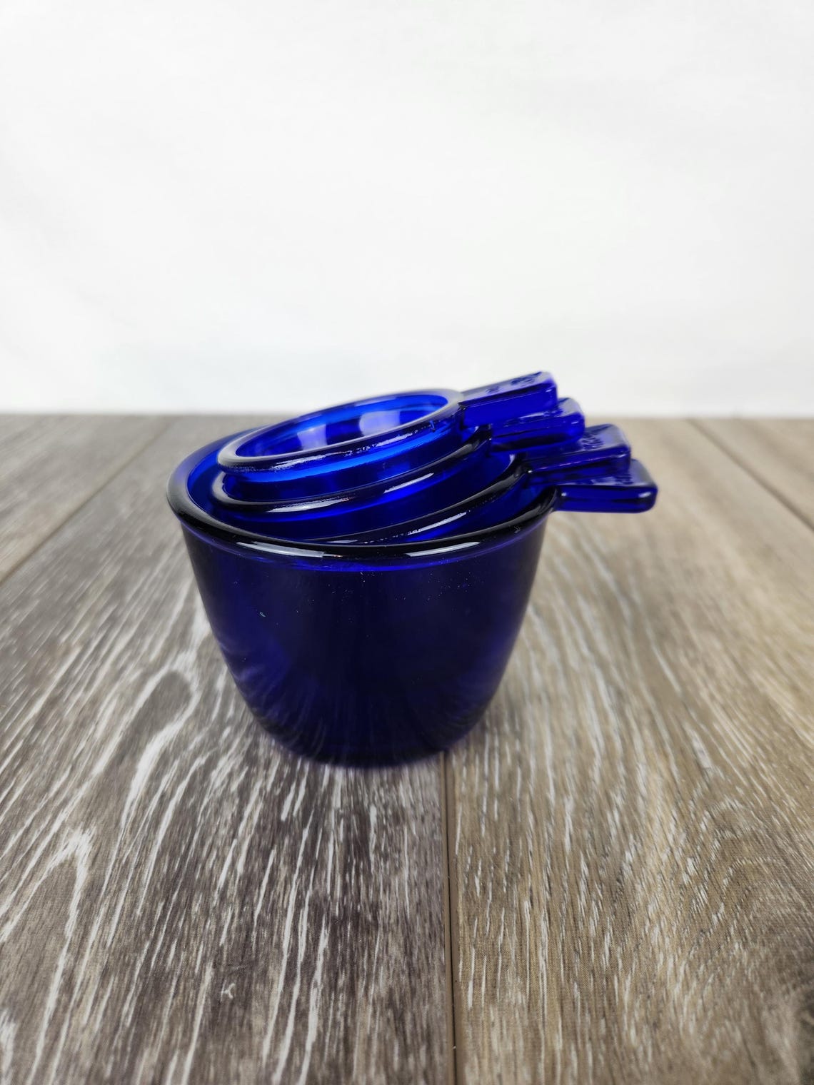 Cobalt Blue Glass Measuring Cup Set - Dark Blue Glass - 4pc - Etsy