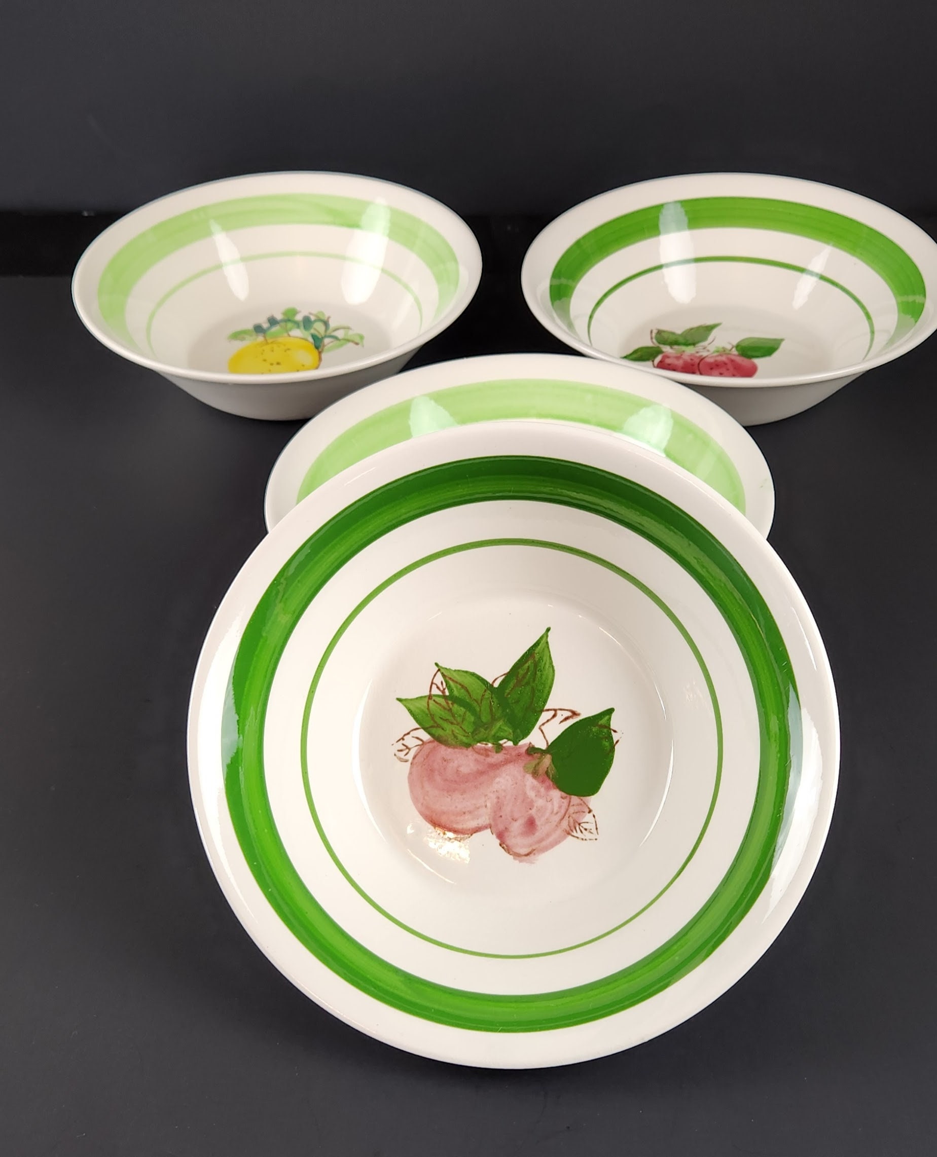Vintage Hand Painted Korean Fruit Bowls Green and White Set of 4 - Etsy