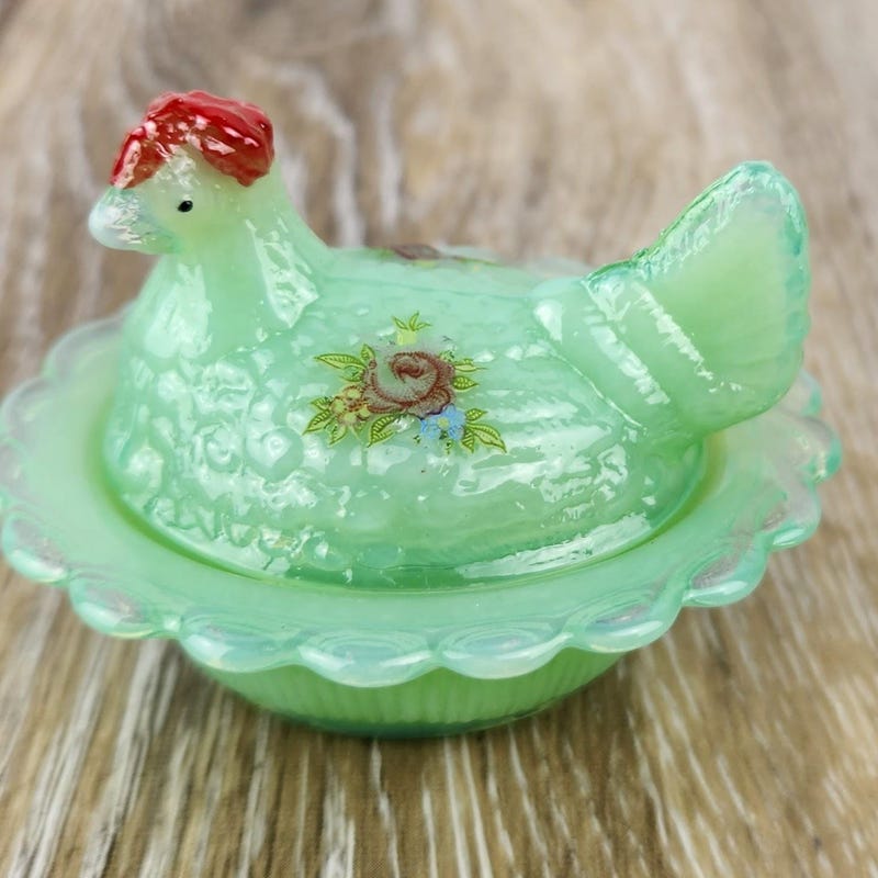 Milk Glass Hen - Etsy