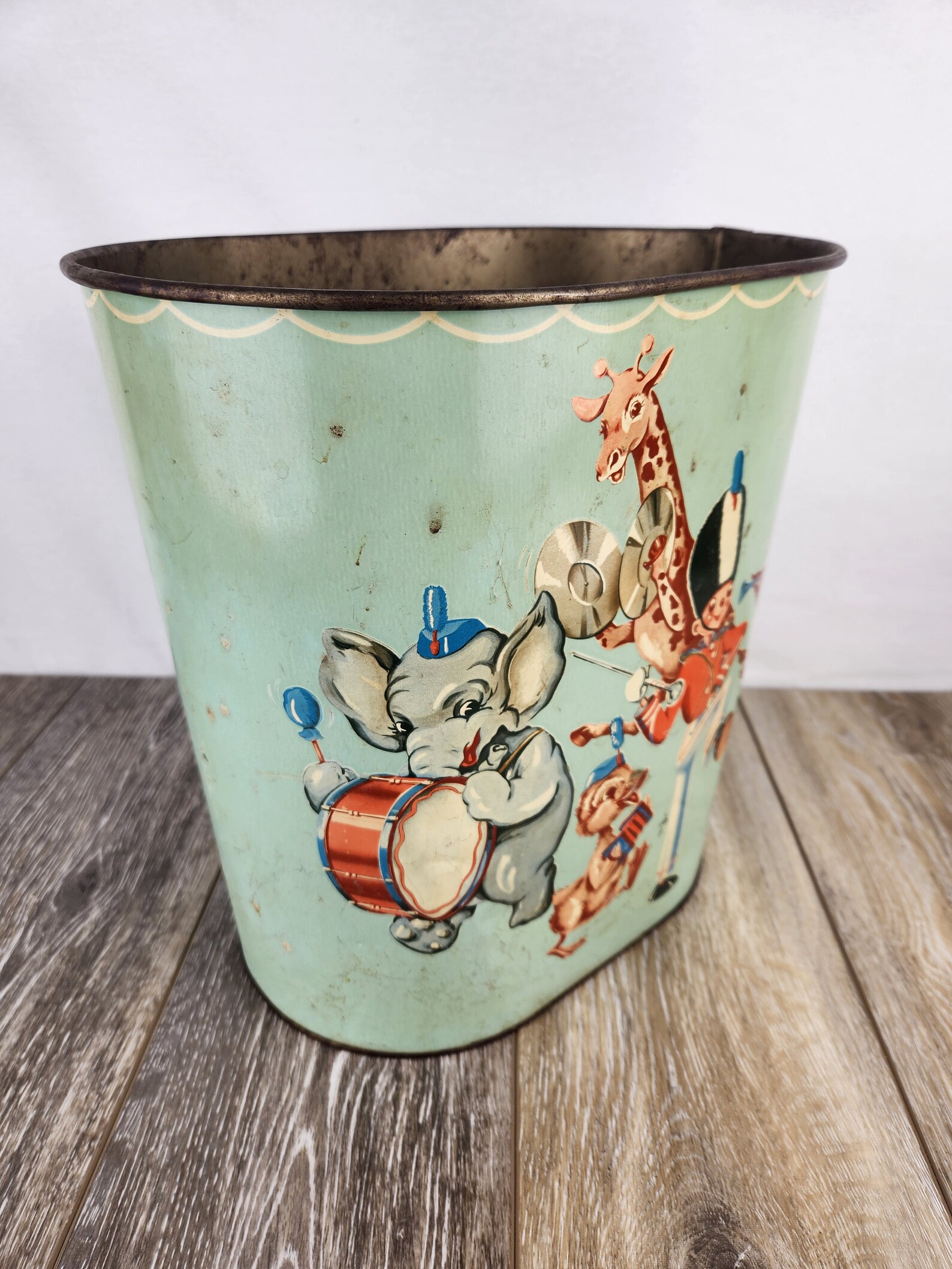 Metal Trash Can Harvell Waste Basket Animal Circus Clown Design MCM ...