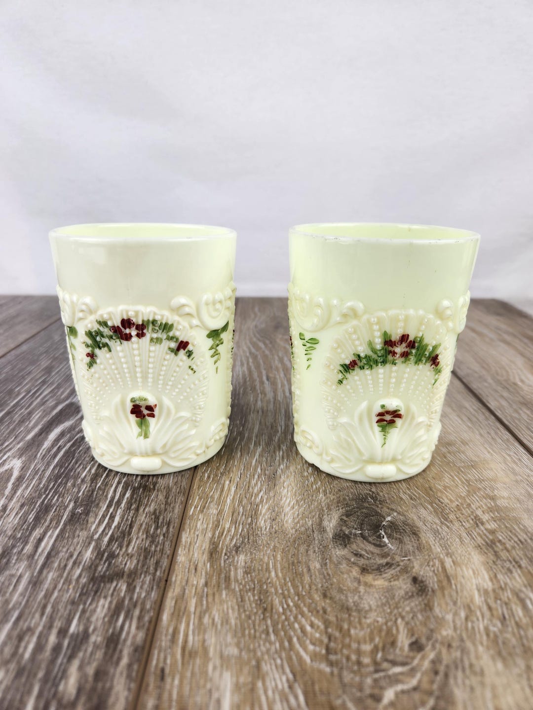 Antique Custard Uranium Glass Northwood Geneva Tumblers Set of 2 - Etsy