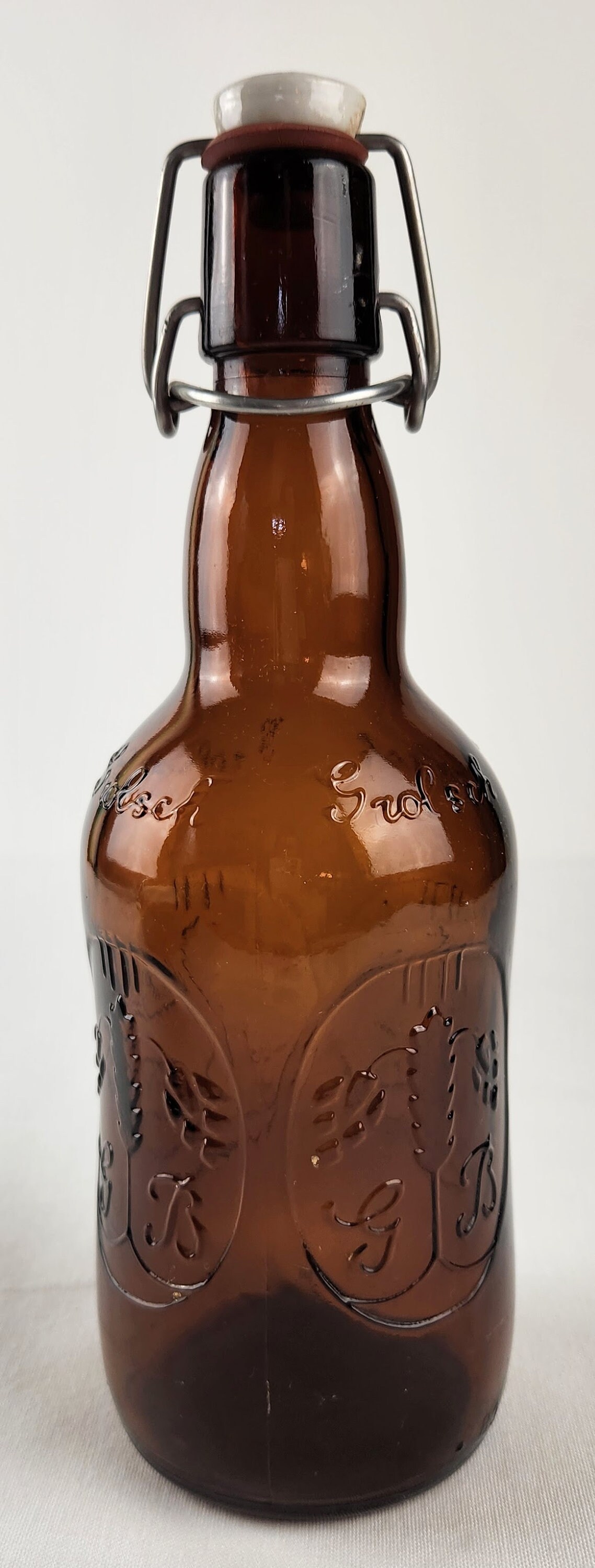 Vintage Grolsch Amber Colored Glass Beer Bottle With Porcelain Swing ...