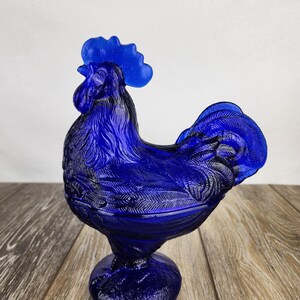 Cobalt Blue Glass Rooster Covered Candy Dish 9" – READ - Etsy