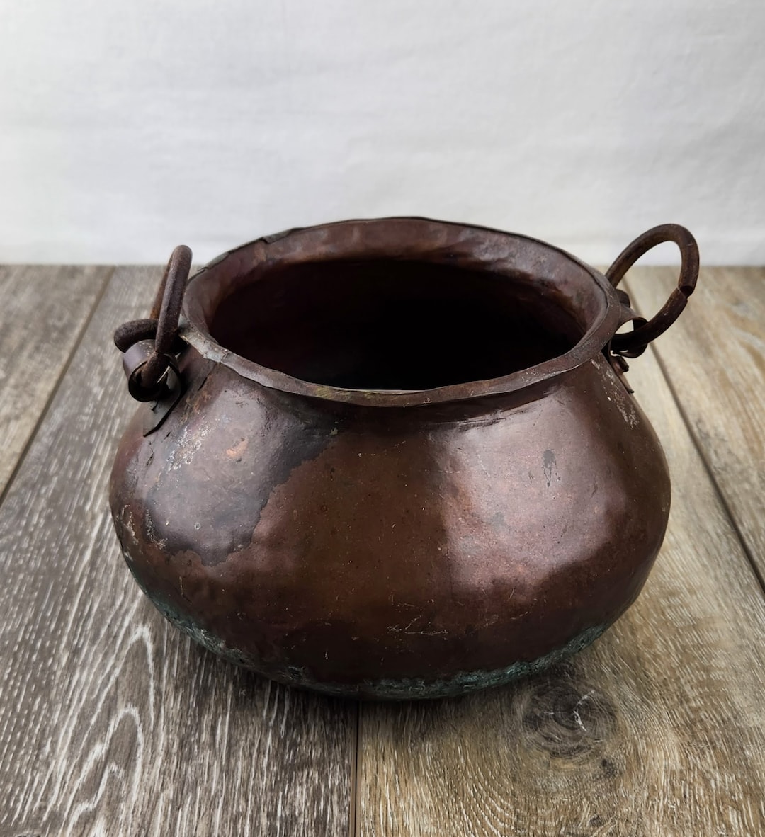 Antique Hand Hammered/forged Copper Pot With Forged Iron Handle - Etsy
