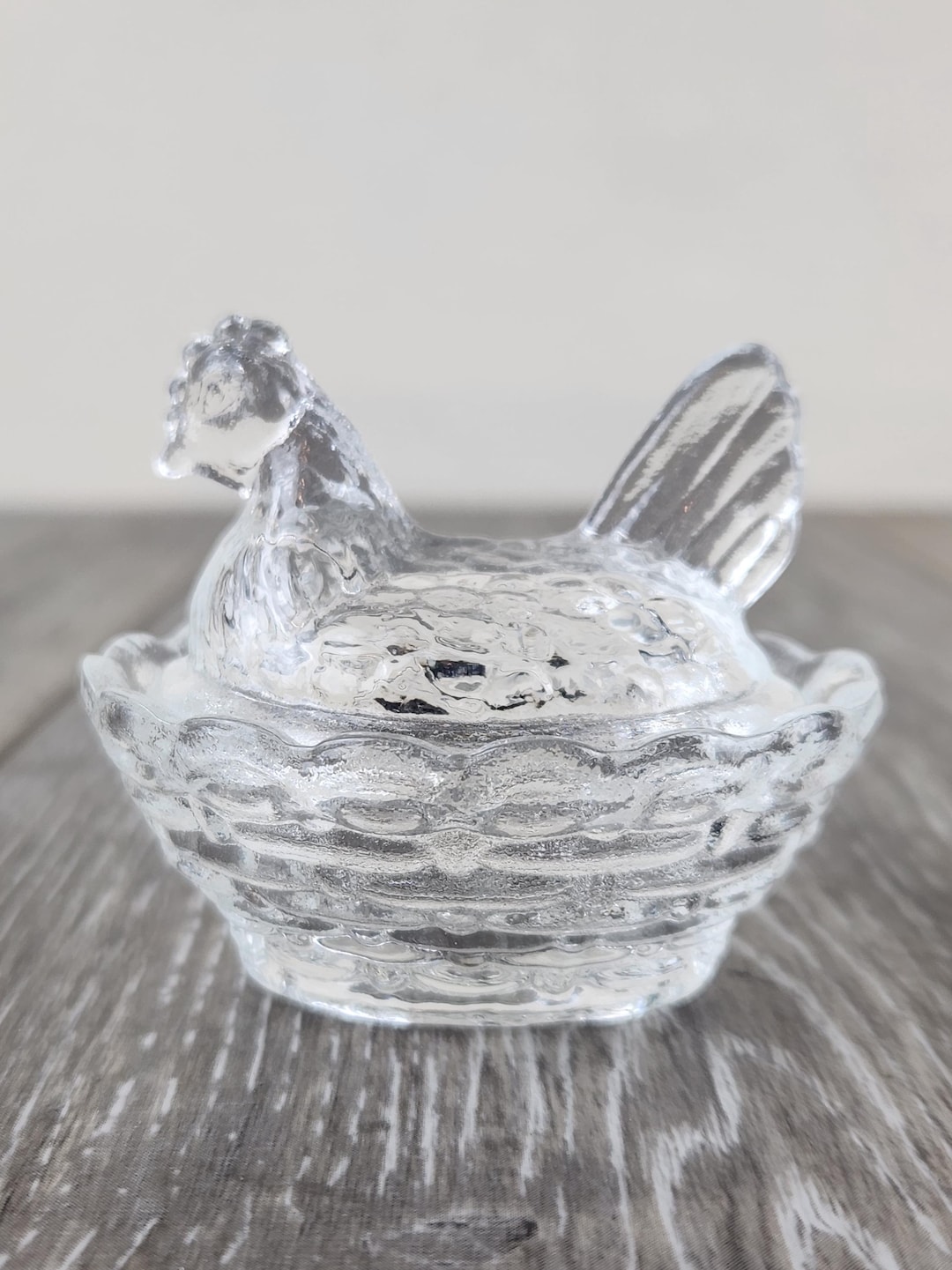 Crystal Clear Mini Glass Hen on Nest Salt Cellar - 2.5" - Etsy