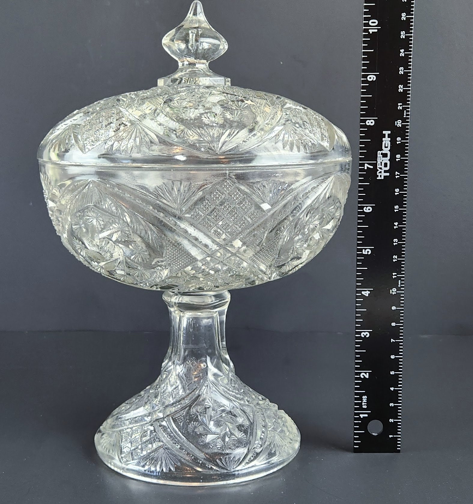 Vintage Indiana Pedestal Glass Compote Dish With Lid Pinwheel/starburst ...